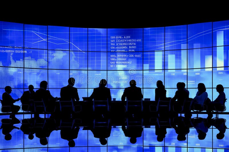 Successful Business Meeting with Charts and Graphs on a Digital Screen ...