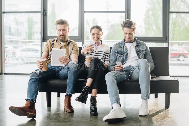 Successful Business People Using Gadgets in Modern Stock Photo - Image ...