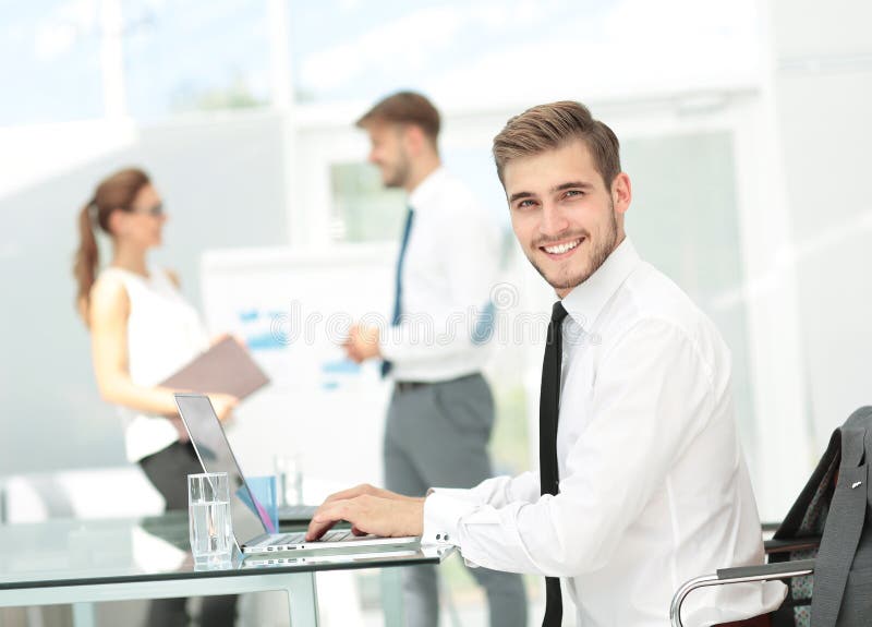 Successful Business Presentation of a Man at the Office Stock Image ...