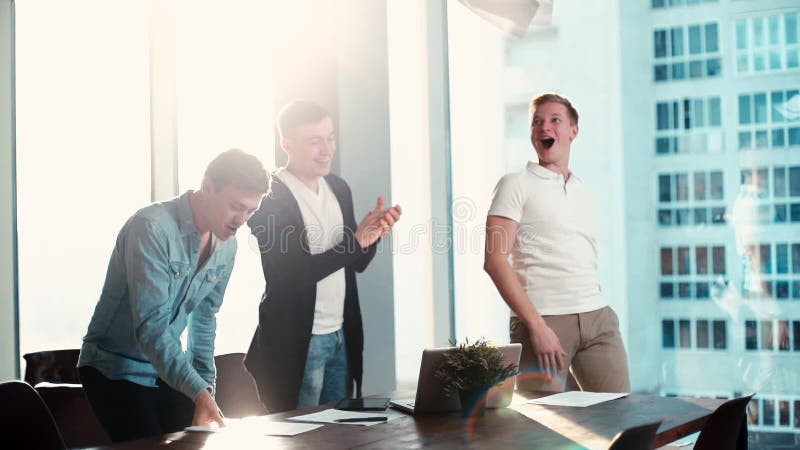 Successful Business Team are Having Fun Throwing Paper Documents Stock ...