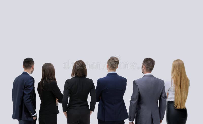 Successful Business Team Looking Upwards Standing Back Side Stock Image ...