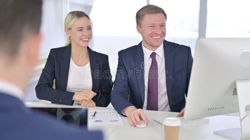 Successful Business Team Reading on Desktop Stock Image - Image of ...