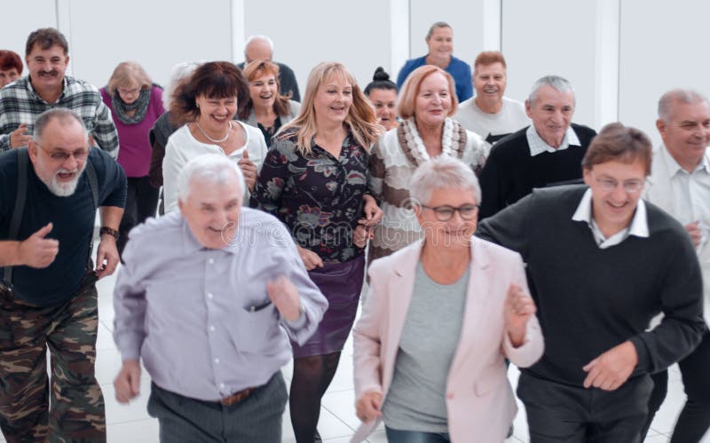 Successful Business Team Running in the Office Hall Stock Photo - Image ...