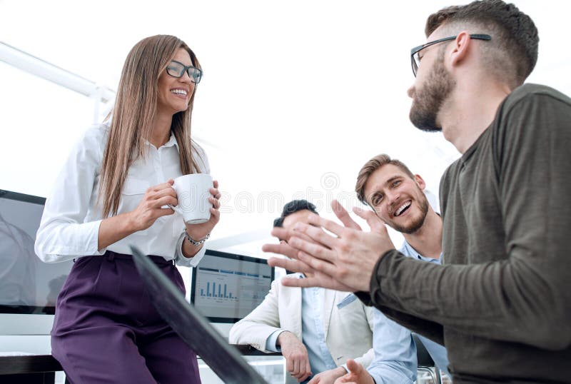 Successful Business Team Talks during a Break. Stock Photo - Image of ...