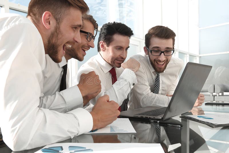 Successful Business Team Using Laptop for Work Stock Image - Image of ...