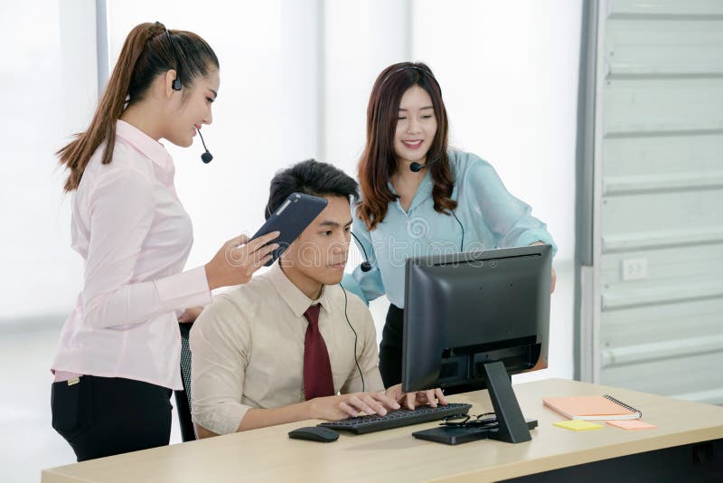 Successful Business Team Working in a Call Center Stock Photo - Image ...