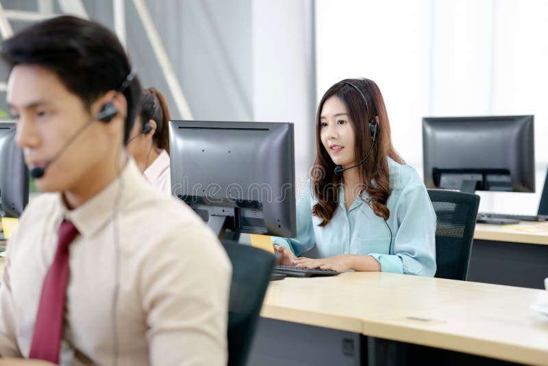 Successful Business Team Working in a Call Center Stock Image - Image ...