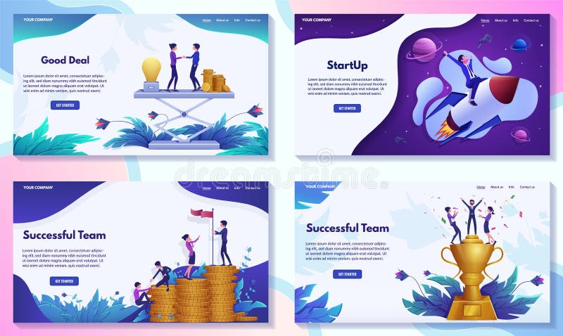 Successful Business Website Concept, Set of Vector Illustrations Stock ...