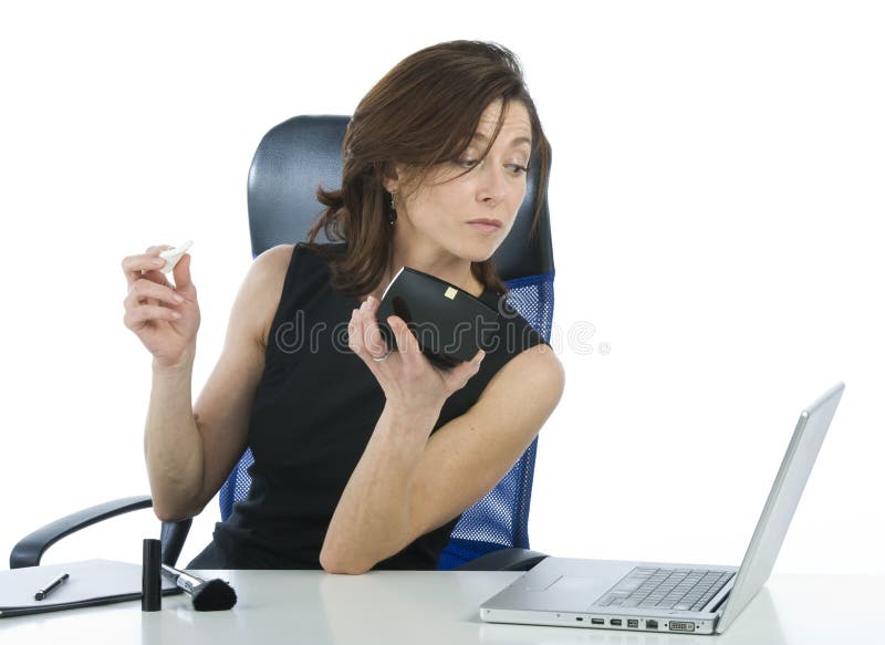 Successful Business Woman Making Up Looking Someth Stock Photo - Image ...
