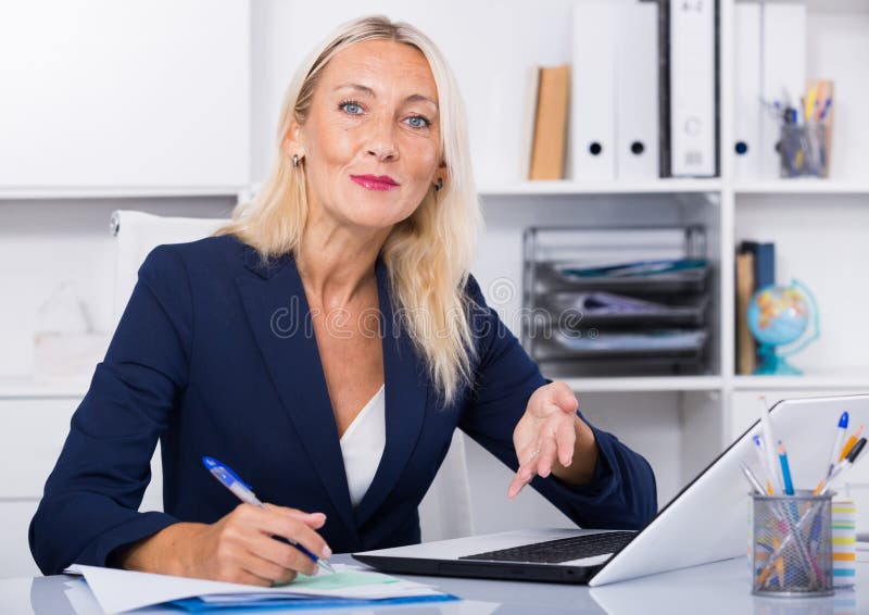Successful Business Woman at Workplace Stock Photo - Image of smiling ...