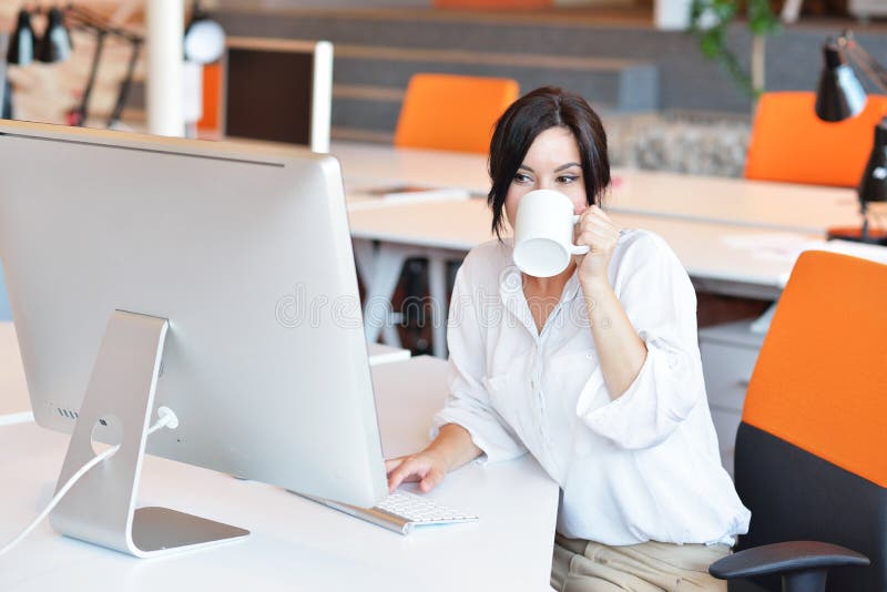 Successful Business Woman Working at the Office Stock Image - Image of ...