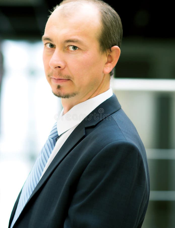 Successful Businessman on Background of Office Stock Photo - Image of ...