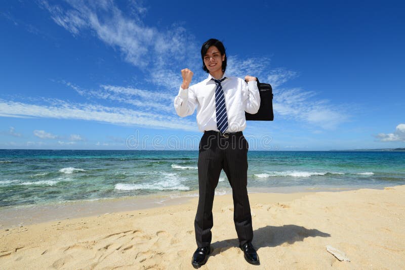 Successful Businessman on the Beach Stock Photo - Image of marine ...