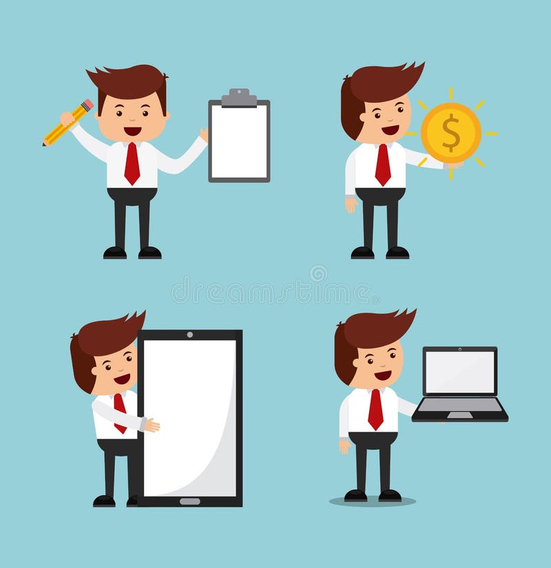 Successful Businessman Character Isolated Icon Design Stock ...