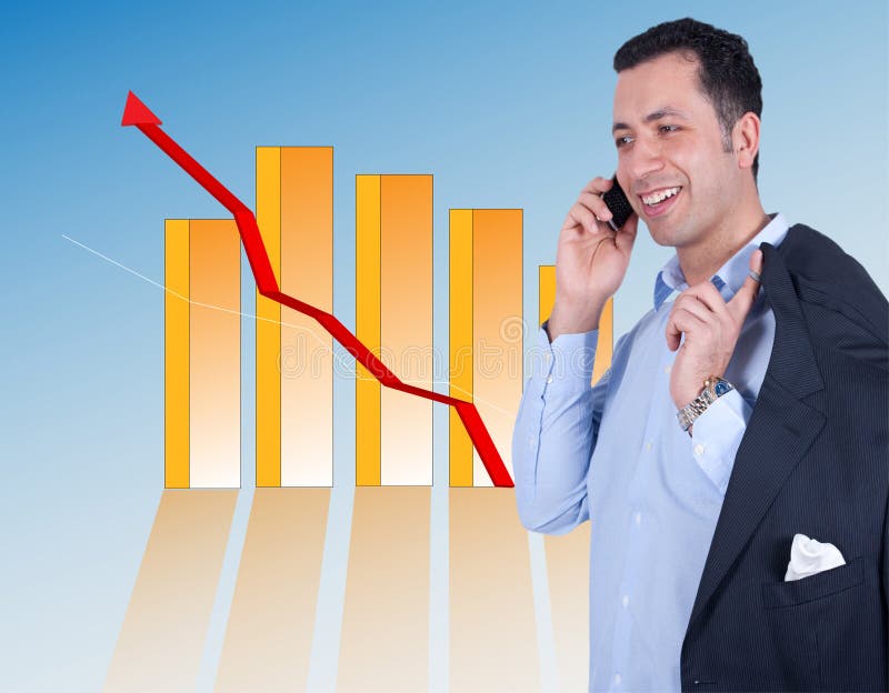 Successful Businessman with a Chart Behind Stock Photo - Image of model ...