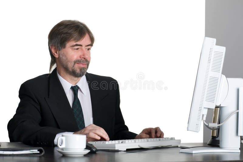 Successful Businessman with Computer Stock Image - Image of happiness ...