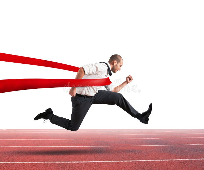 Successful Businessman on the Finishing Line Stock Image - Image of ...