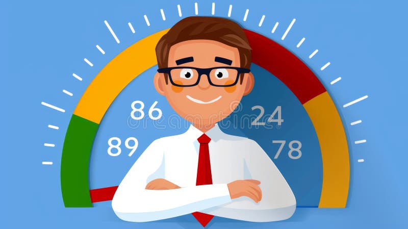 Successful Businessman with High Performance Meter and Progress ...