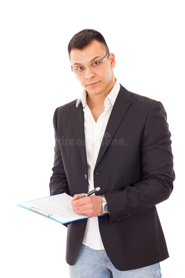 Successful Businessman with Notes and Pen Stock Image - Image of male ...