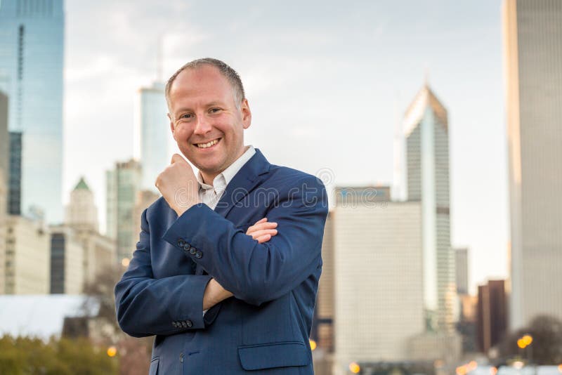 Successful Businessman among Office Buildings. Stock Image - Image of ...