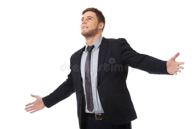 Successful Businessman with Open Hands. Stock Photo - Image of raised ...