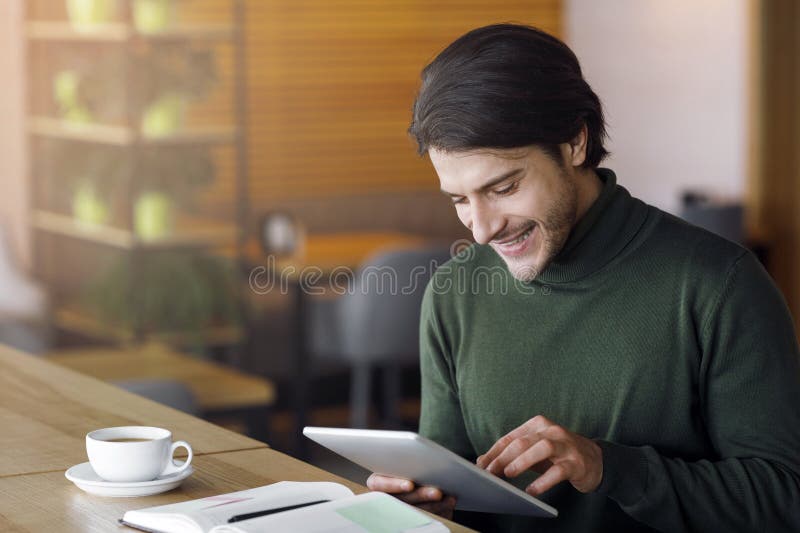 Successful Businessman Planning His Day, Using Digital Tablet Stock ...