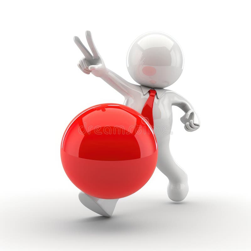 Successful Businessman Pushing a Big Red Ball Forward Stock ...