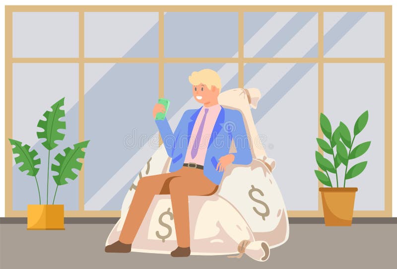 Man Sitting Pile Money Stock Illustrations 497 Man Sitting Pile Money