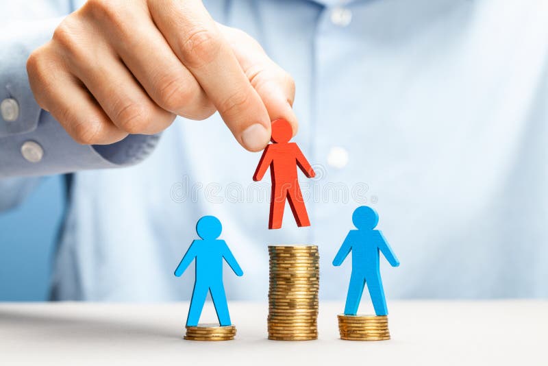 Successful Businessman on a Stack of Coins. Big Profit Stock Photo ...