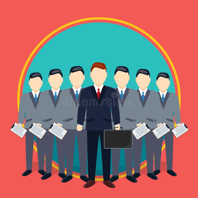 Successful Businessman and Team of Employees Teamwork Concept. Business ... Successful Businessman and Team of Employees Teamwork Concept. Business ...