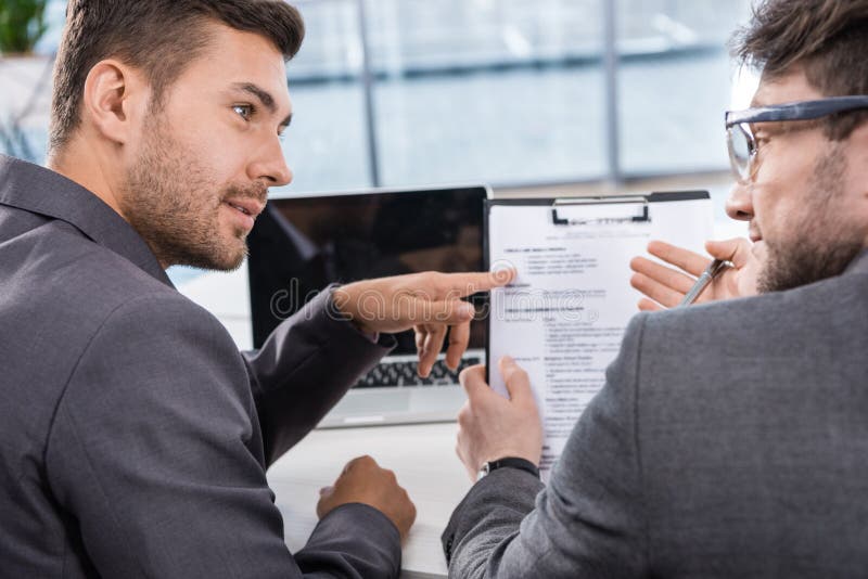 Successful Businessmen Discussing Job Interview Contender Stock Photo ...