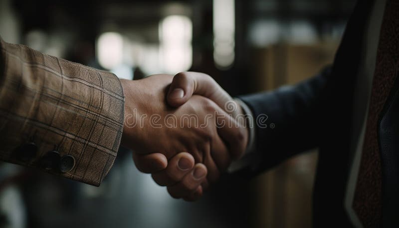 Successful Businessmen Shaking Hands in Corporate Office, Sealing ...