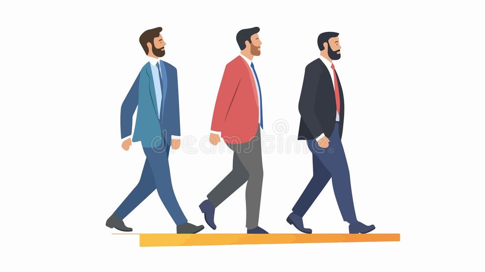 Successful Businessmen Striding Towards Podium for Presentation Stock ...