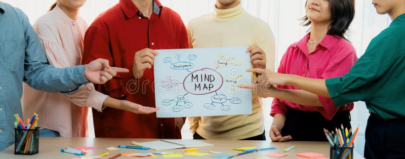 Successful Businesspeople Presents Strategy Using a Mind Map ...