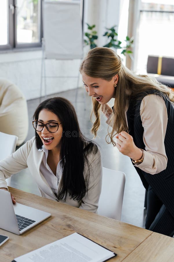 Successful Businesswoman Celebrating Triumph and Looking Stock Image ...