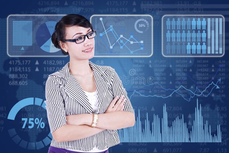Successful Businesswoman with Modern Interface Stock Image - Image of ...
