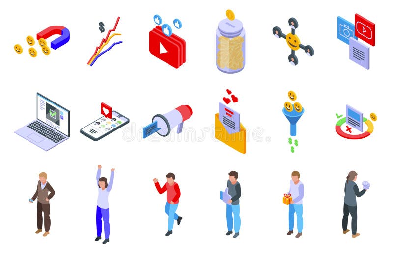 Successful Campaign Icons Set, Isometric Style Stock Vector ...