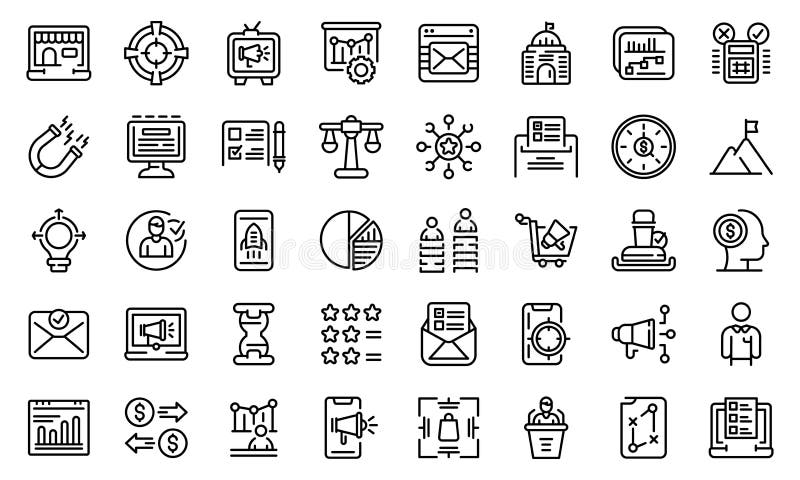 Successful Campaign Icons Set, Outline Style Stock Vector ...