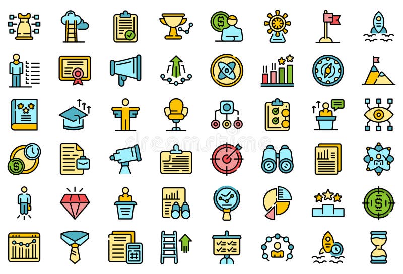 Successful Career Icons Set Vector Flat Stock Vector - Illustration of ...