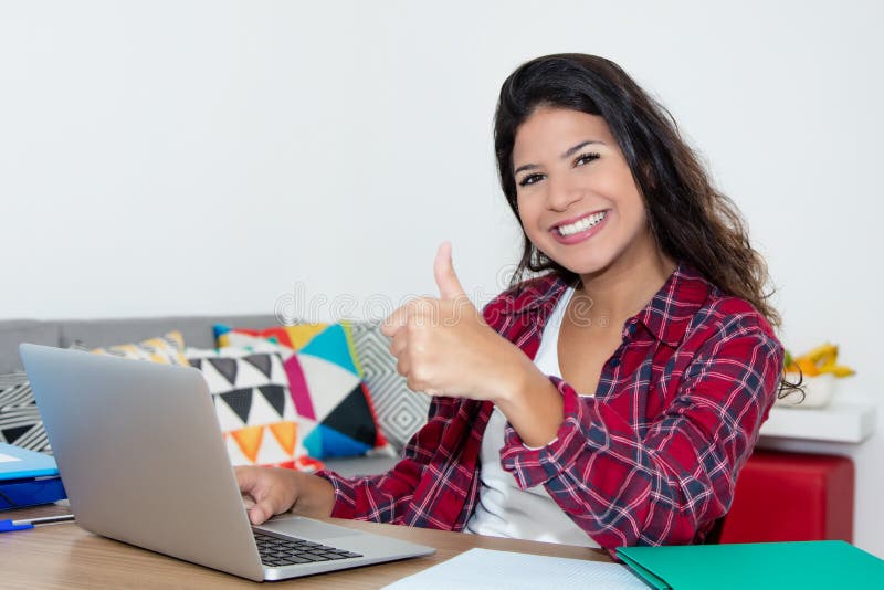 Successful Caucasian Female Student with Laptop Stock Image - Image of ...