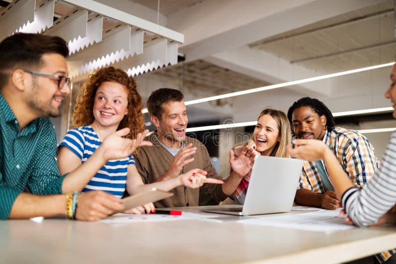 Successful Company with Happy Employees in Modern Office Stock Image ...