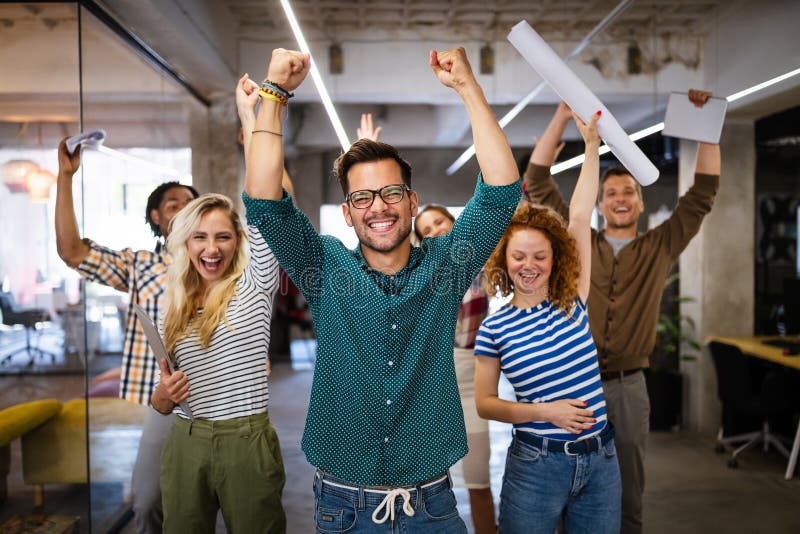 Successful Company with Happy Employees in Modern Office Stock Photo ...