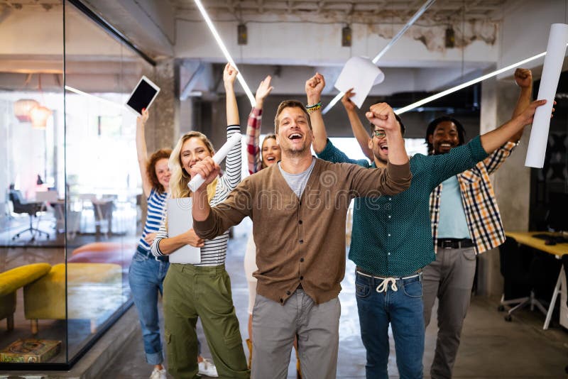 Successful Company with Happy Employees in Modern Office Stock Photo ...