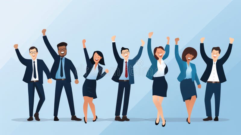 Successful Company with Happy Workers Stock Illustration - Illustration ...