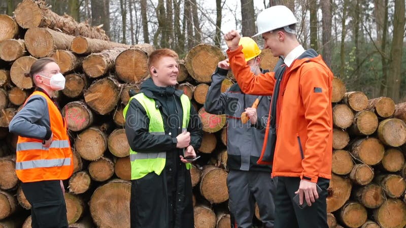 Successful Completion Logging Job. Workers Shake Hands, Successful ...