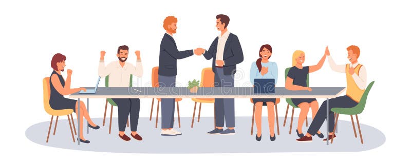 Successful Conclusion of Contract, Win Win. Effective Deal. Two Teams ...