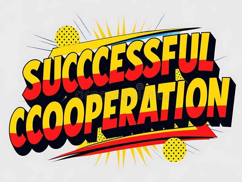 Successful Cooperation in Bold Comic Style Text Stock Illustration ...