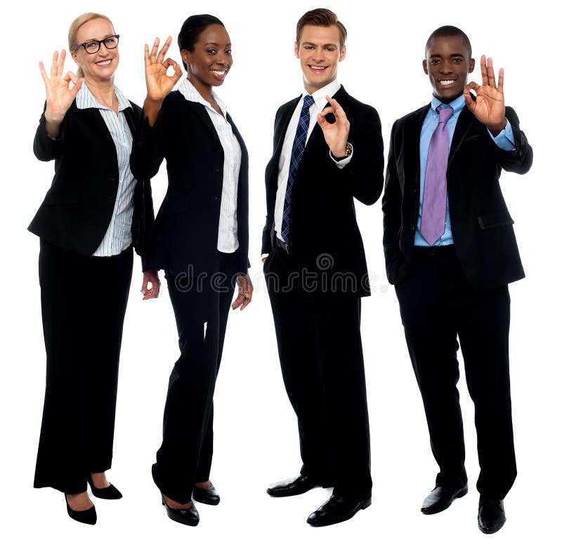 Successful Corporate Team Showing Ok Symbol Stock Photo - Image of ...