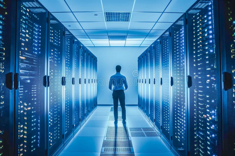 Successful Data Center it Specialist Checking Cloud Servers while ...