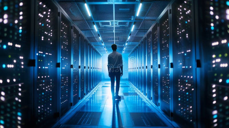 A Successful Data Center it Specialist Using a Laptop Computer. a ...